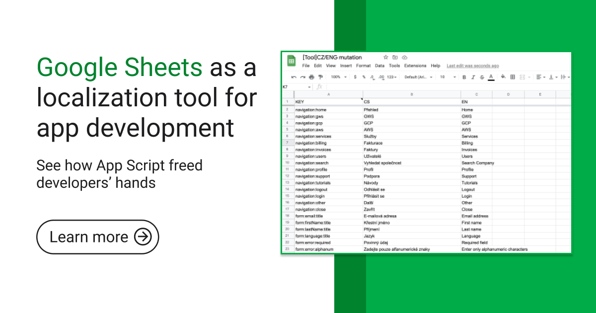 Google Sheets as a localization tool for app development